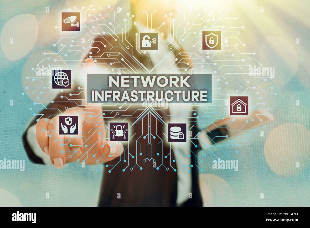 Writing note showing Network Infrastructure. Business concept for ...