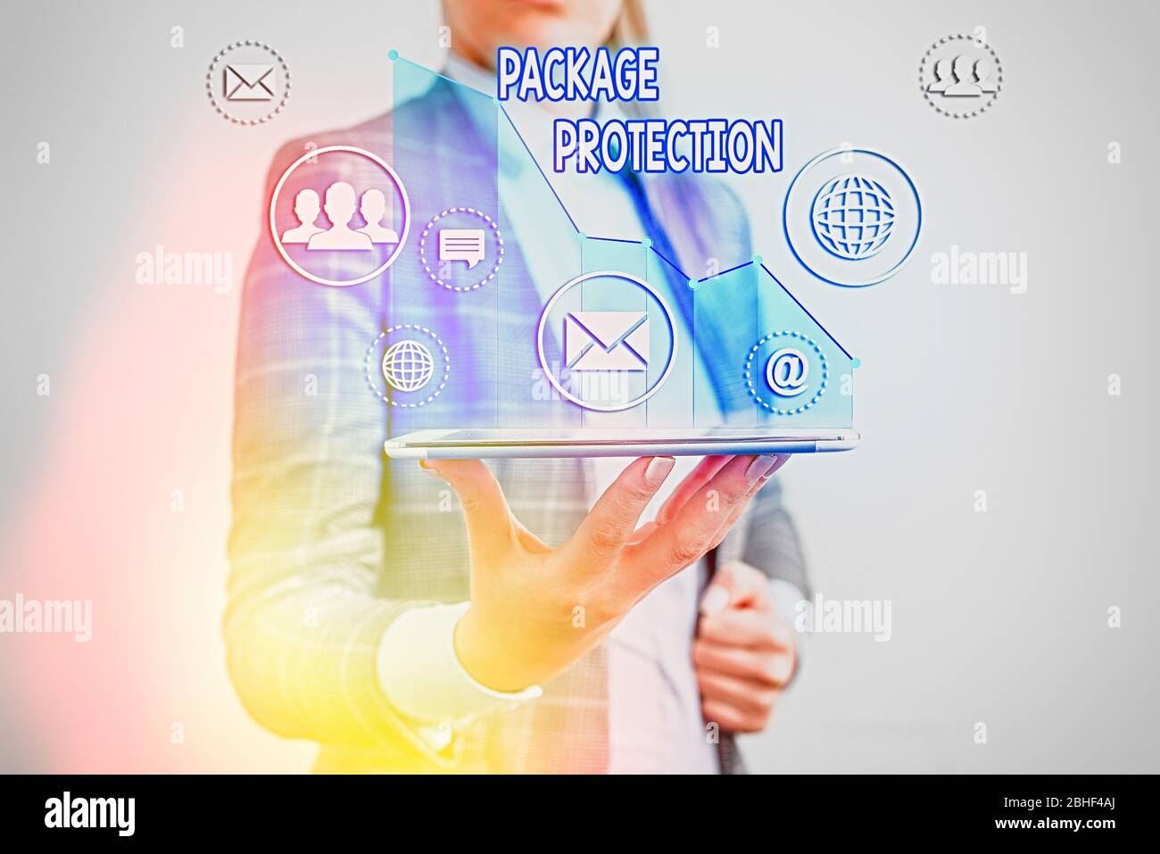 Writing note showing Package Protection. Business concept for Wrapping ...