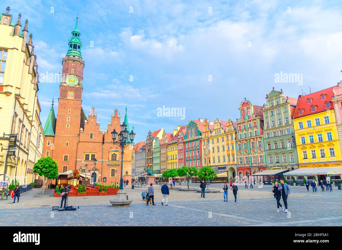 Wroclaw, Poland, May 7, 2019: Row of colorful buildings with ...
