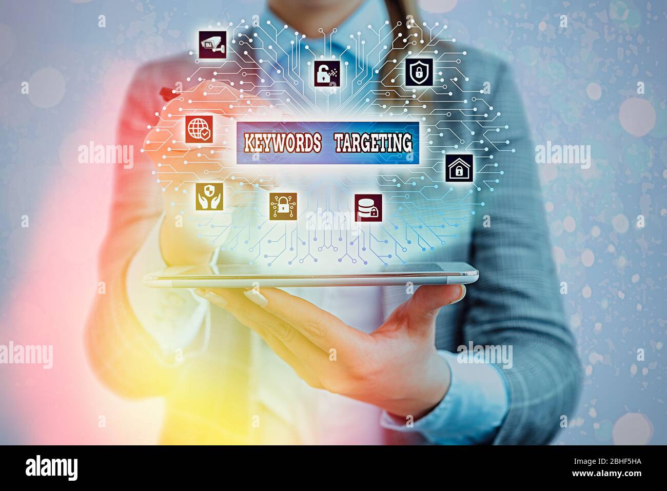 Text sign showing Keywords Targeting. Business photo text Use Relevant ...