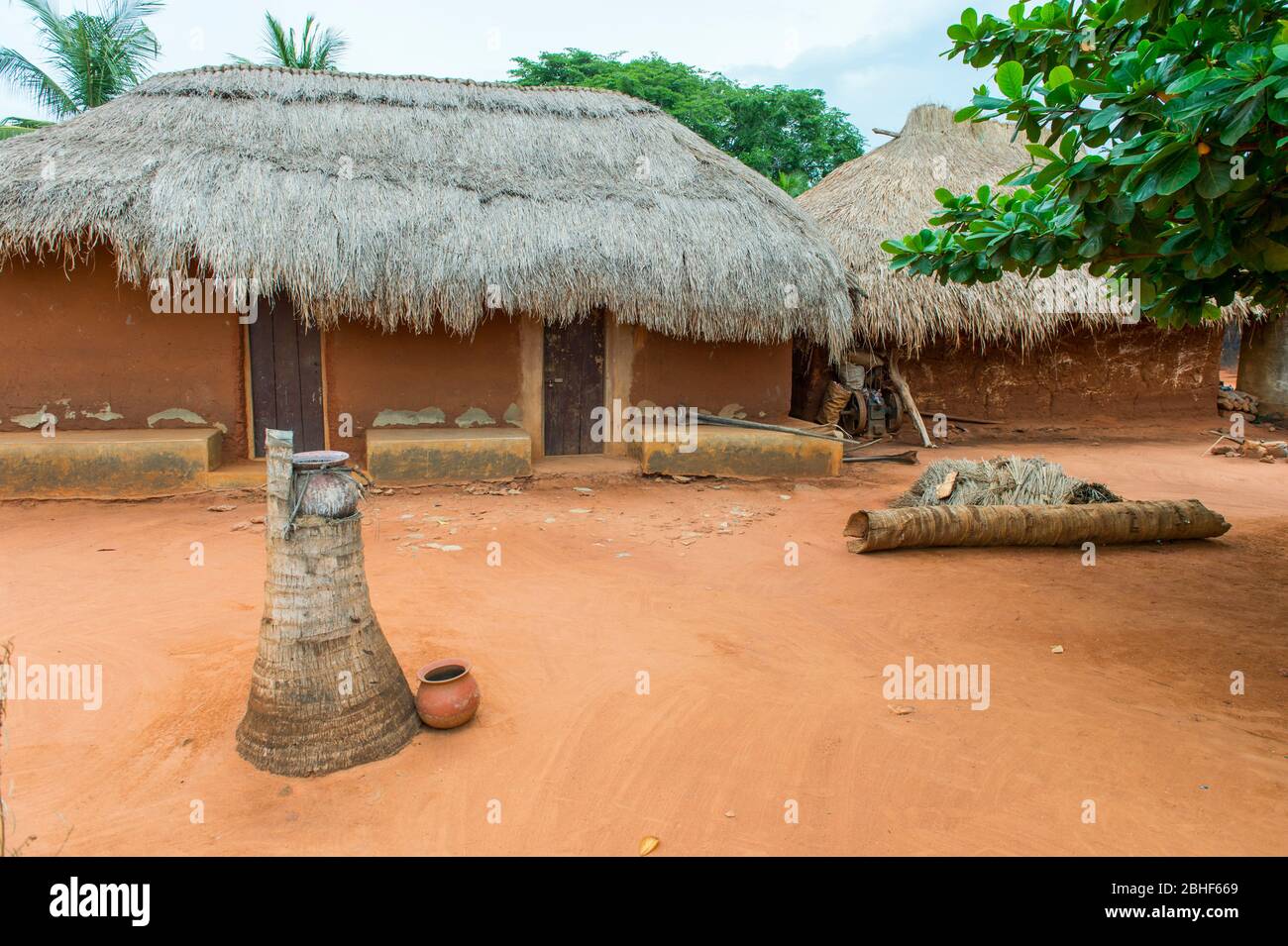 Village scene in the Akato Viepe Village of the Ewe tribe near Lome ...