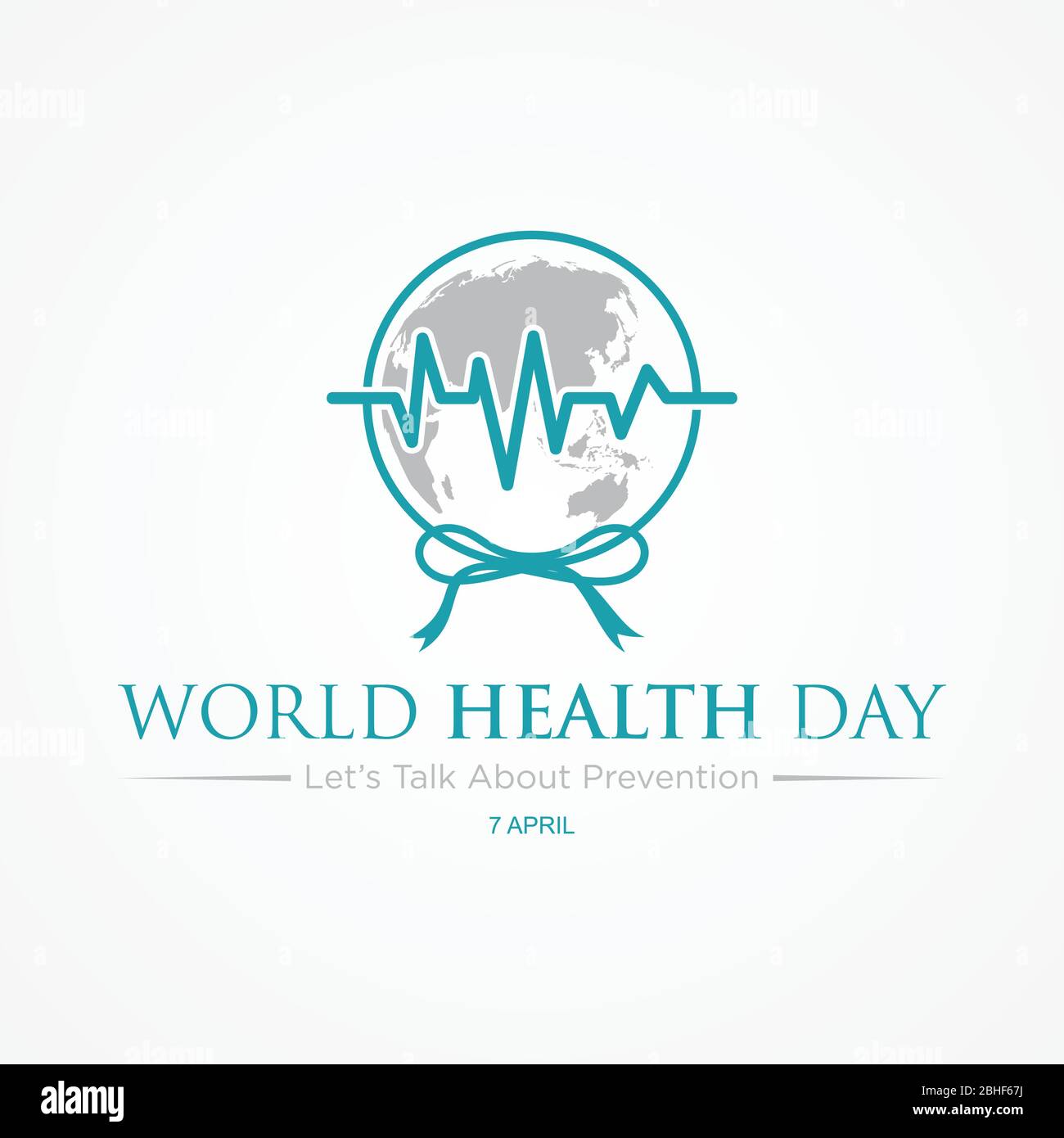 World health day letter with ribbon and world map on the white ...