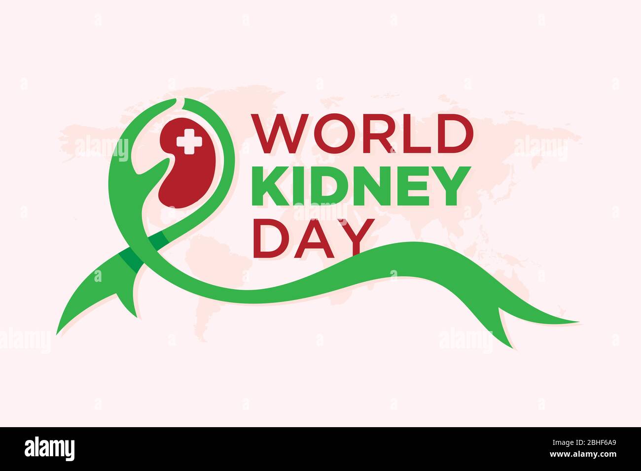 World Kidney Day banner with ribbon and world map background. Element ...
