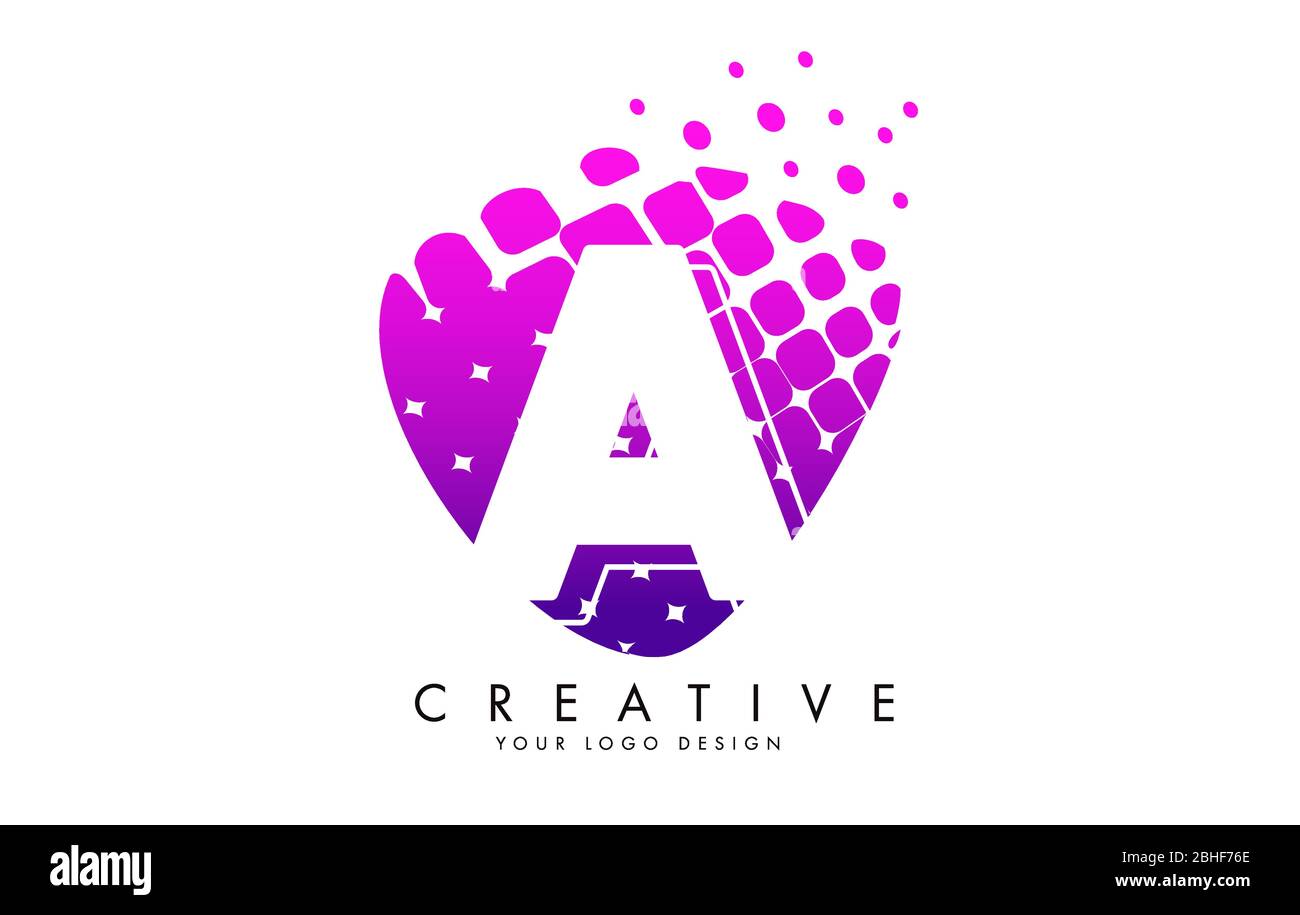 Letter AA Design with Pink and Purple Shattered Blocks Vector ...
