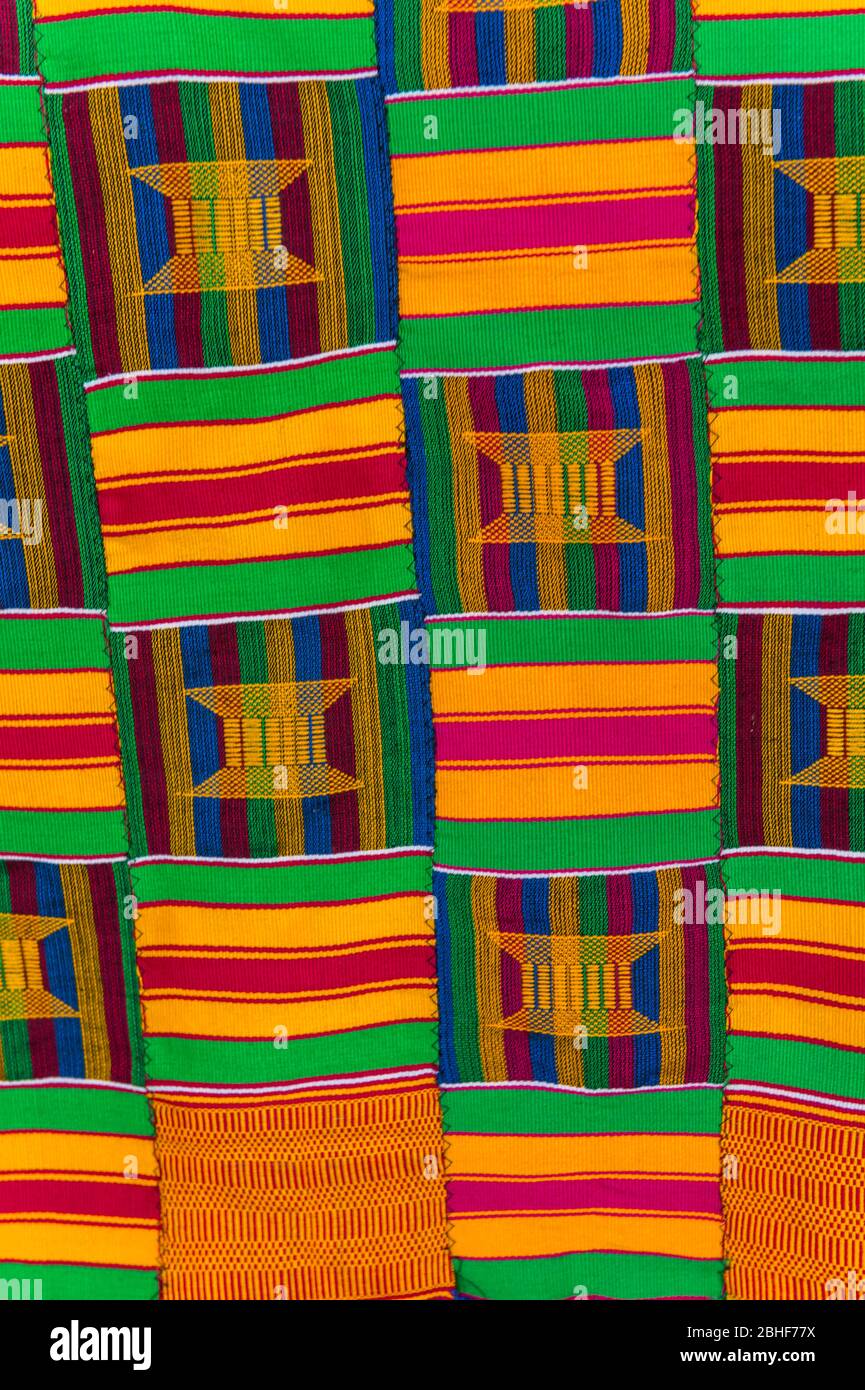 Colorful fabrics on the arts and crafts market in Accra the capital and ...