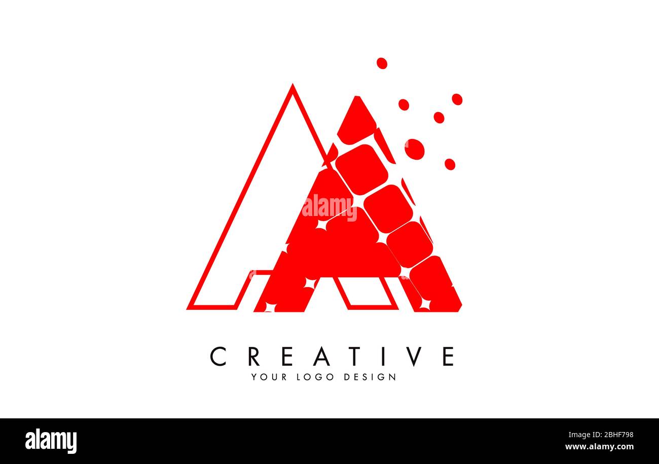 Letter AA Design with red shattered blocks and monogram vector ...