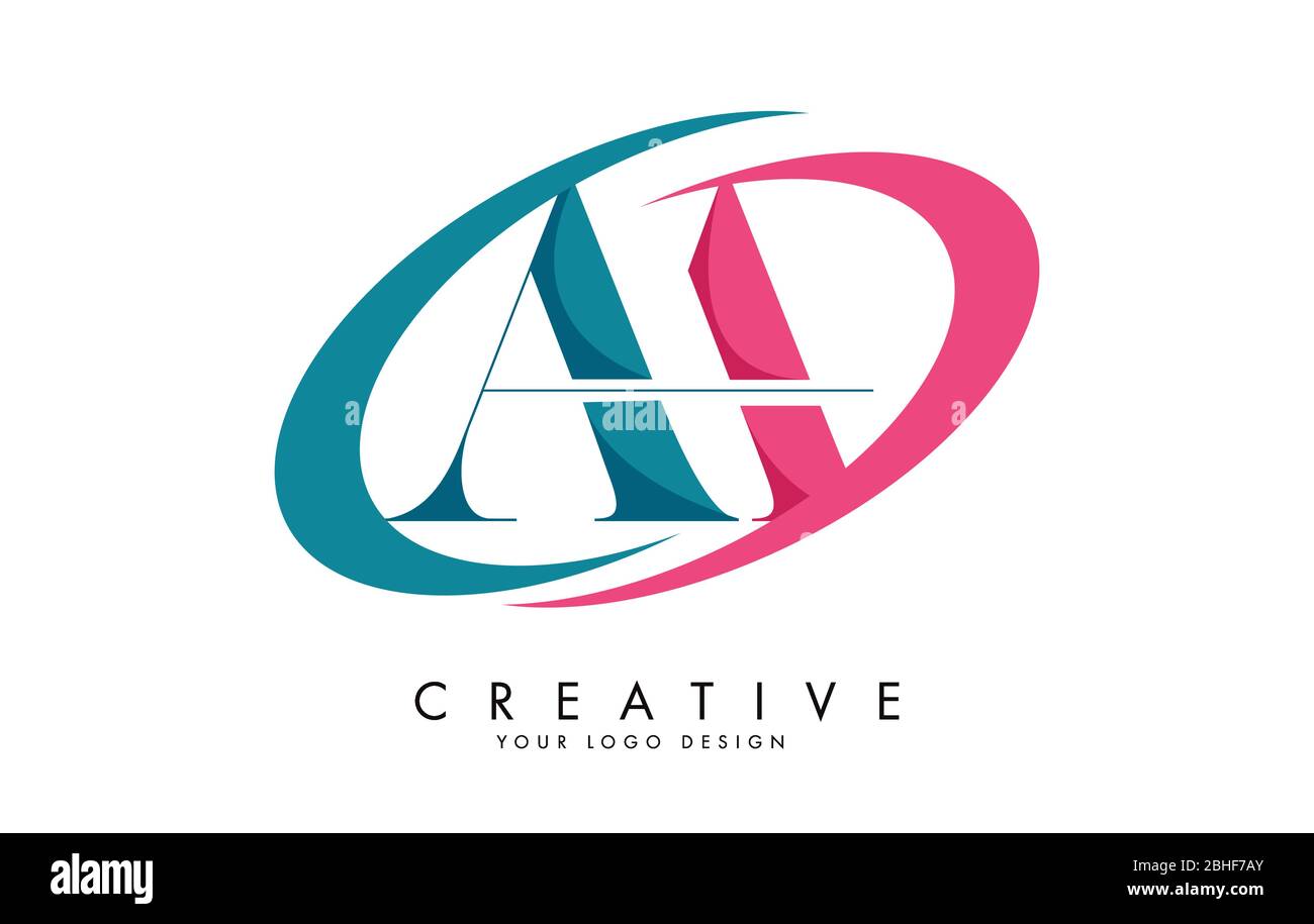 Green and Pink AA A letters logo with Swooshes Design. Alphabet ...