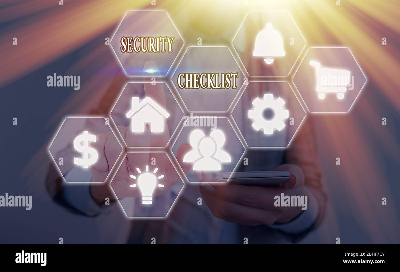 Writing note showing Security Checklist. Business concept for ...