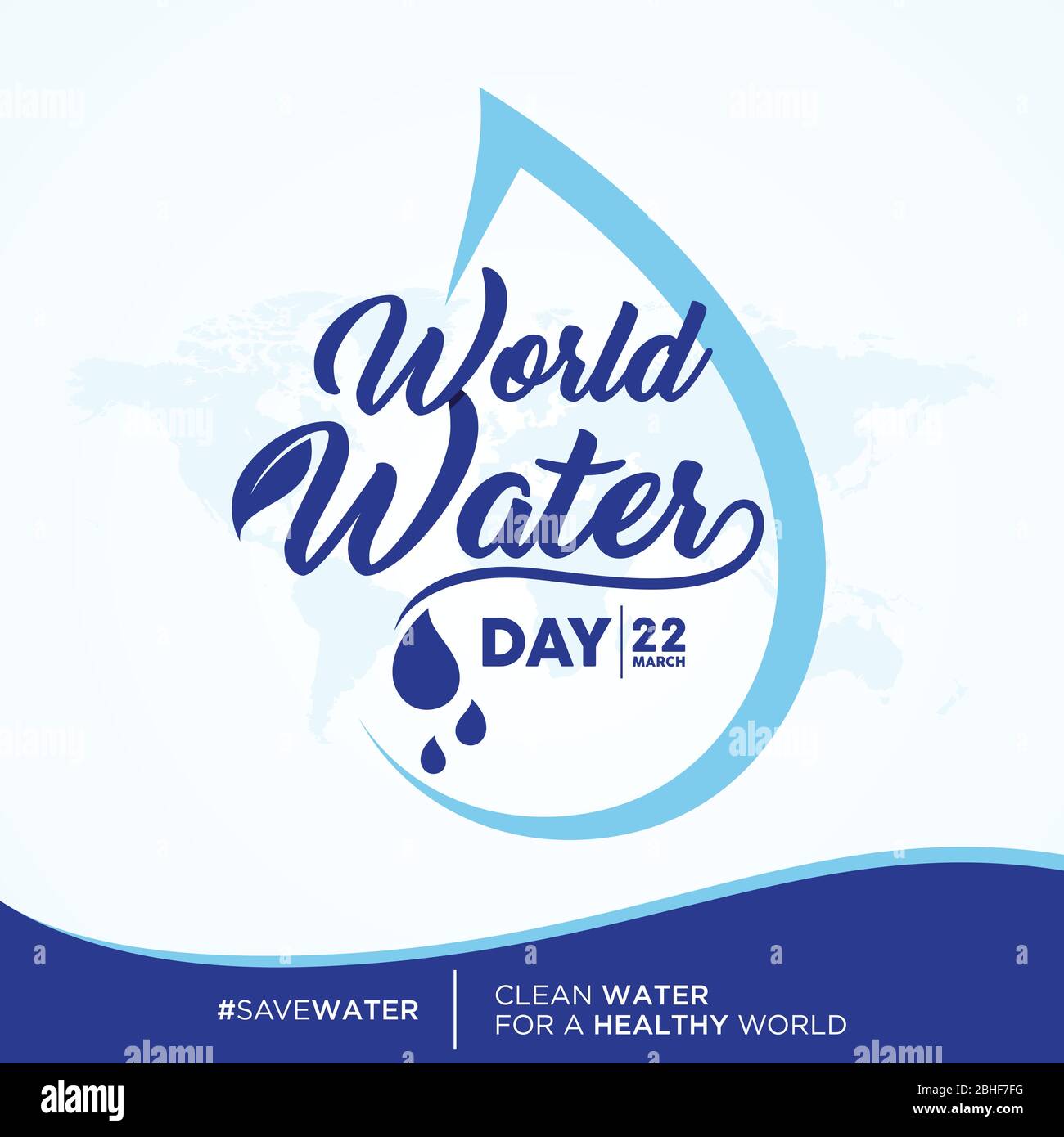 World Water Day quote letter on world map background. Letter World ...