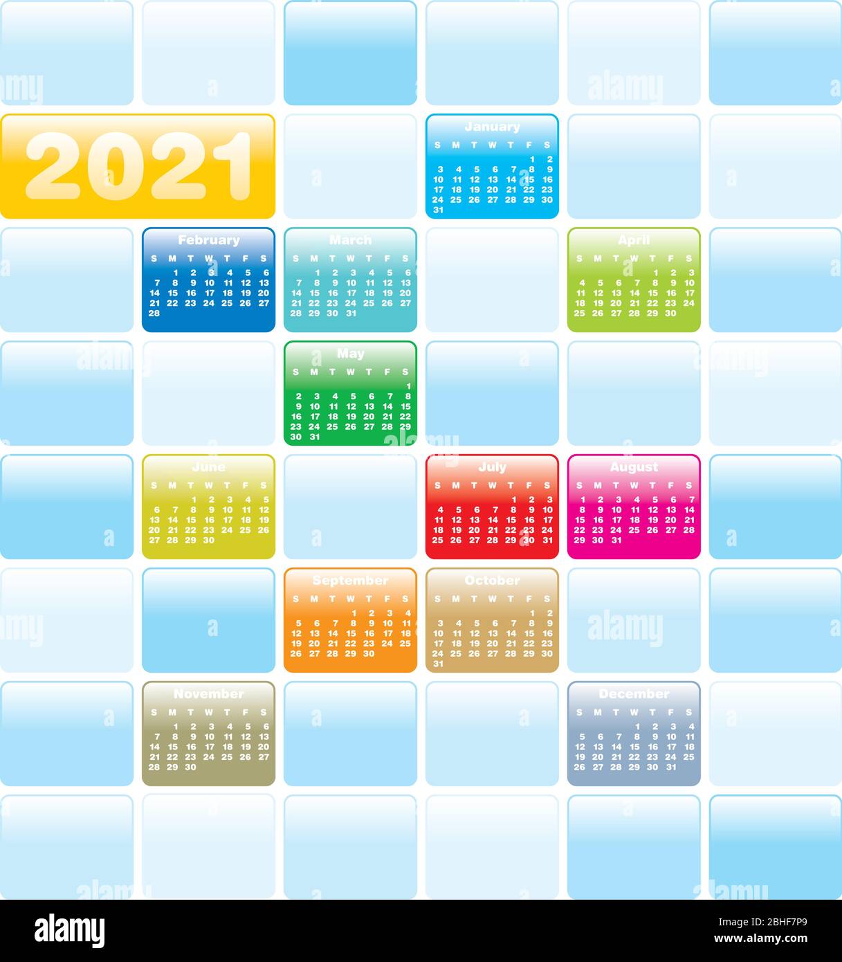 Colorful Calendar for Year 2021, in vector format Stock Vector Image ...