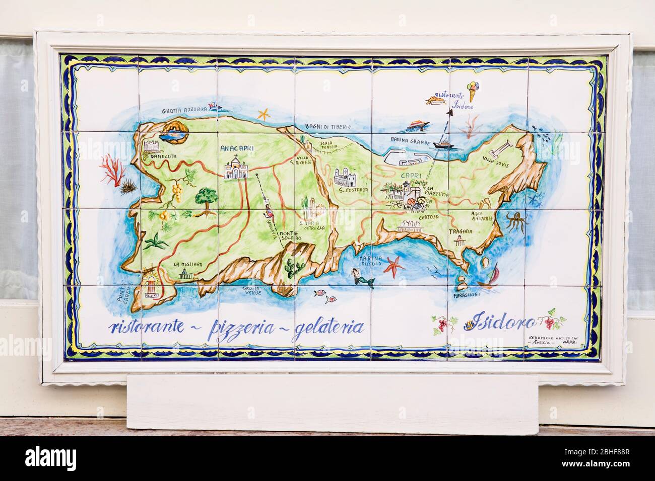 Tile map of Capri Island, Capri town, Bay of Naples, Italy, Europe ...