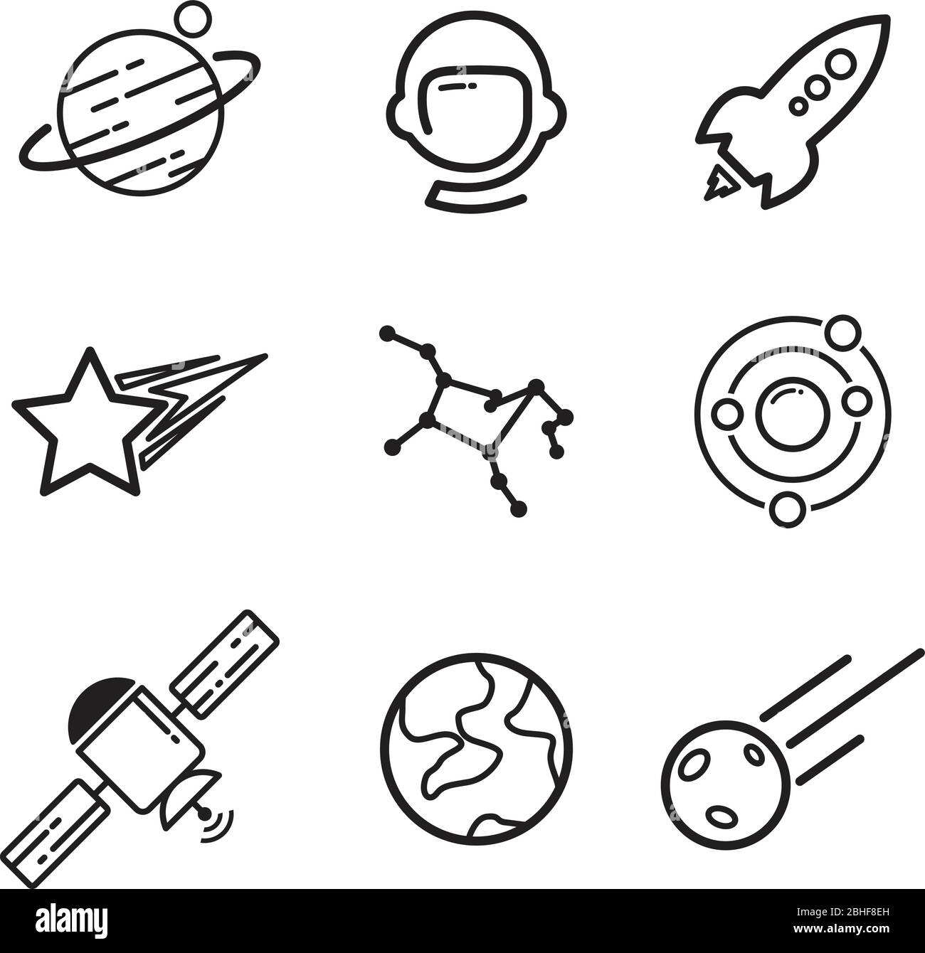 Set space stuff business report and target linear icons. Strategy ...