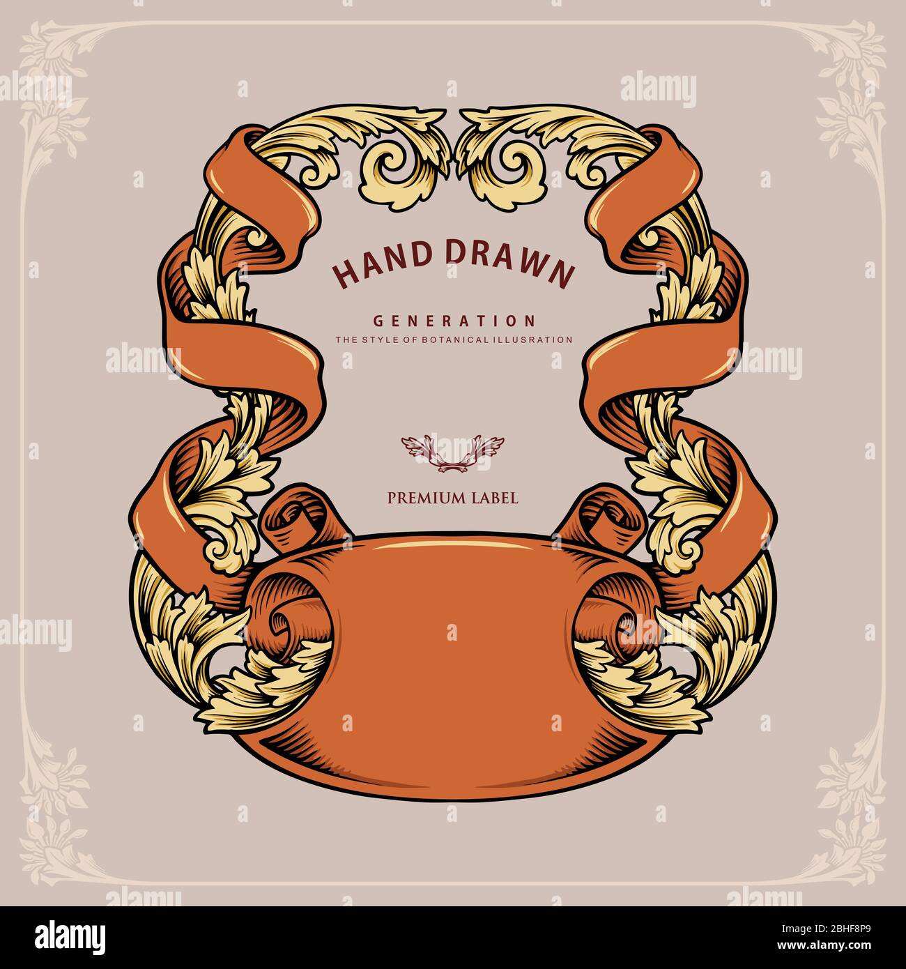 Label ornate swirls frame design vector Stock Vector Image & Art - Alamy