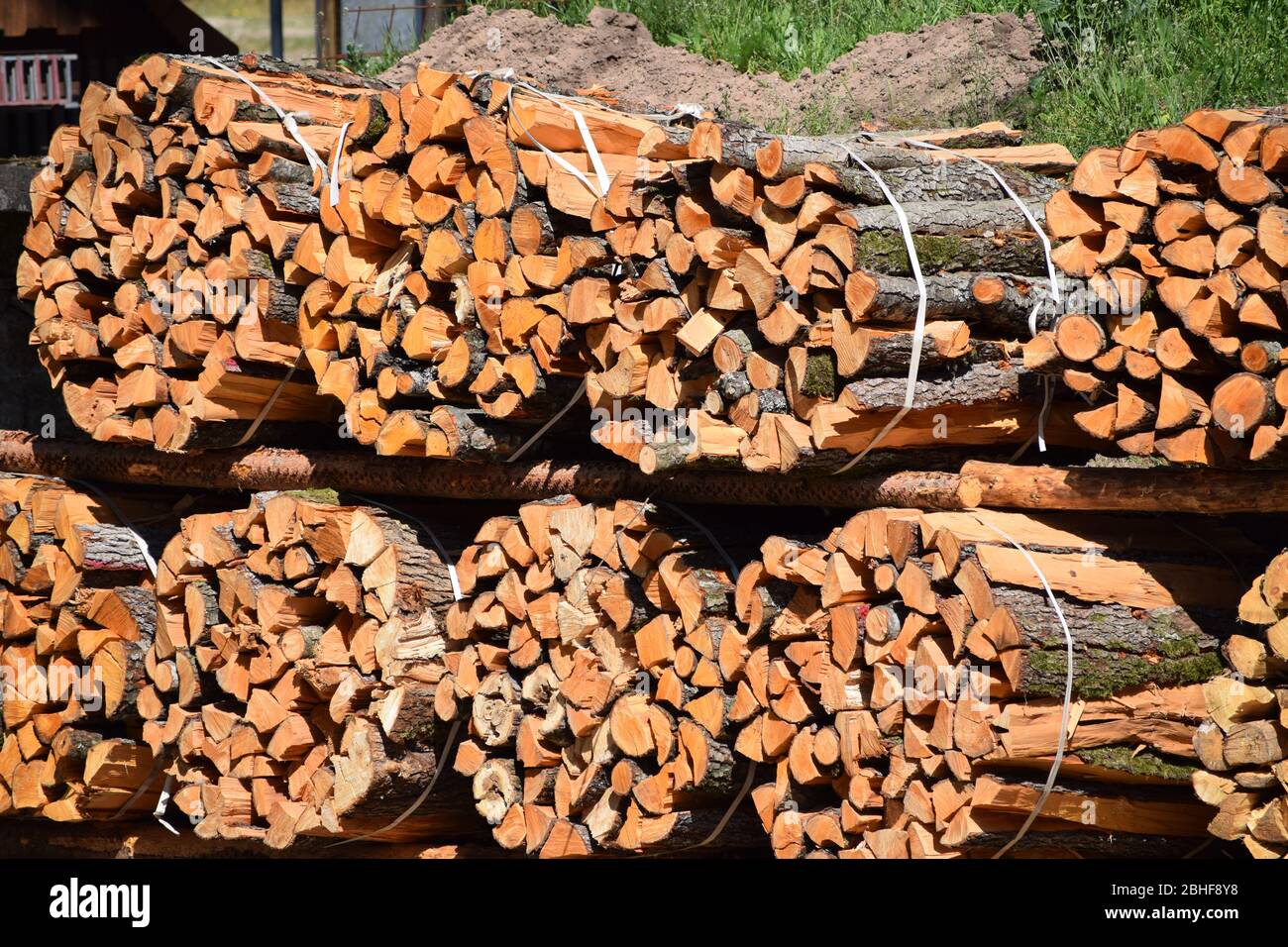 Wood tied up in Logs into a Bundle Stock Photo - Alamy