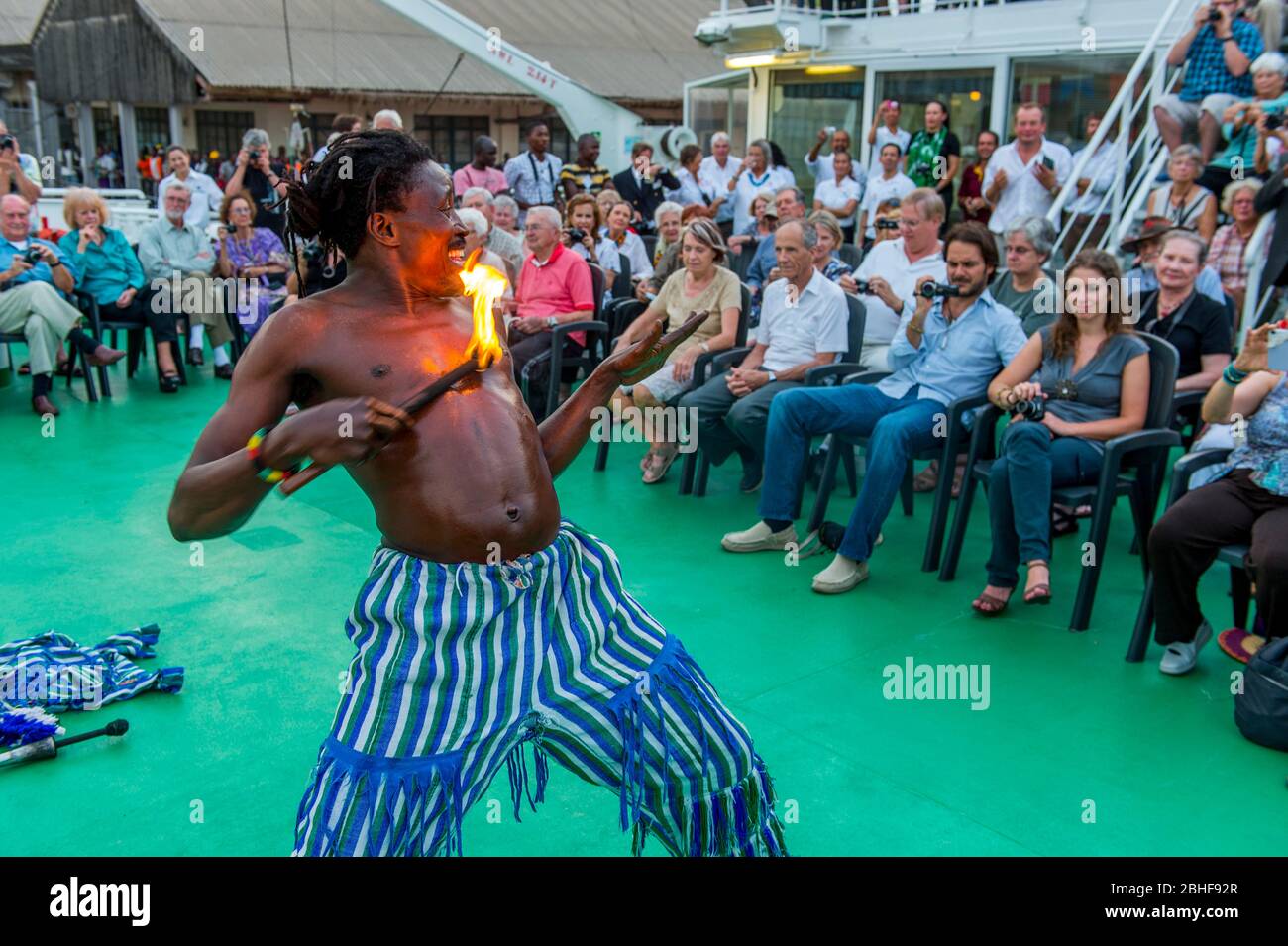Fire dance performance by the National Dance Troupe of Sierra Leone on ...