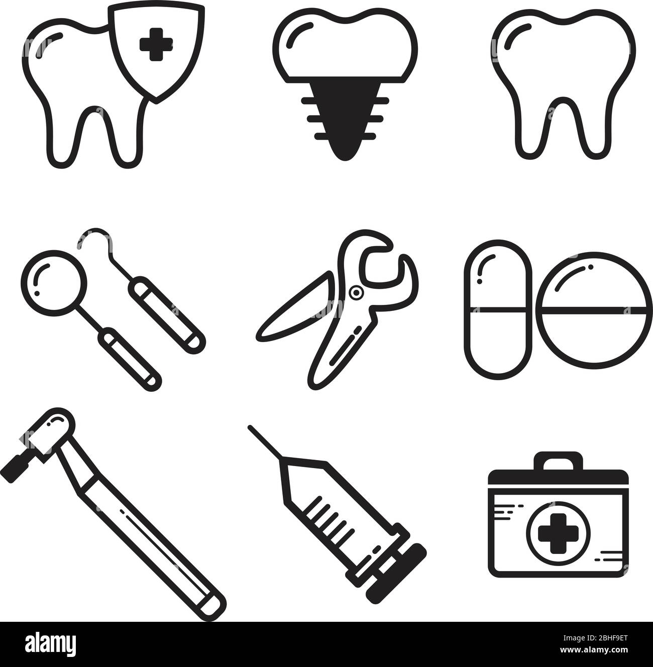 Set linear dental medichine vector for website icon. Thin line vector ...