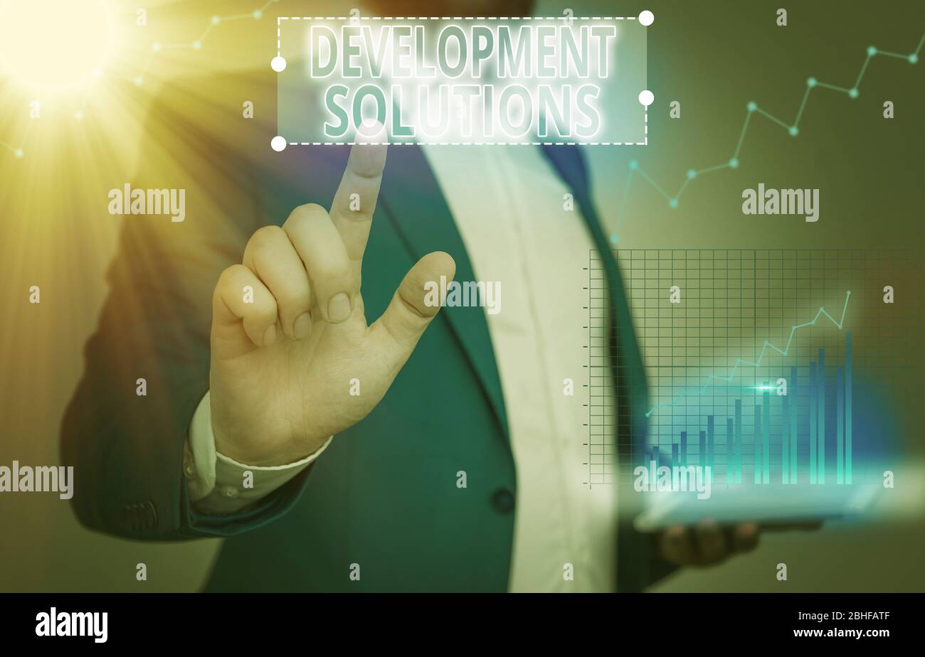 Writing note showing Development Solutions. Business concept for Efficient Planning based on the ...