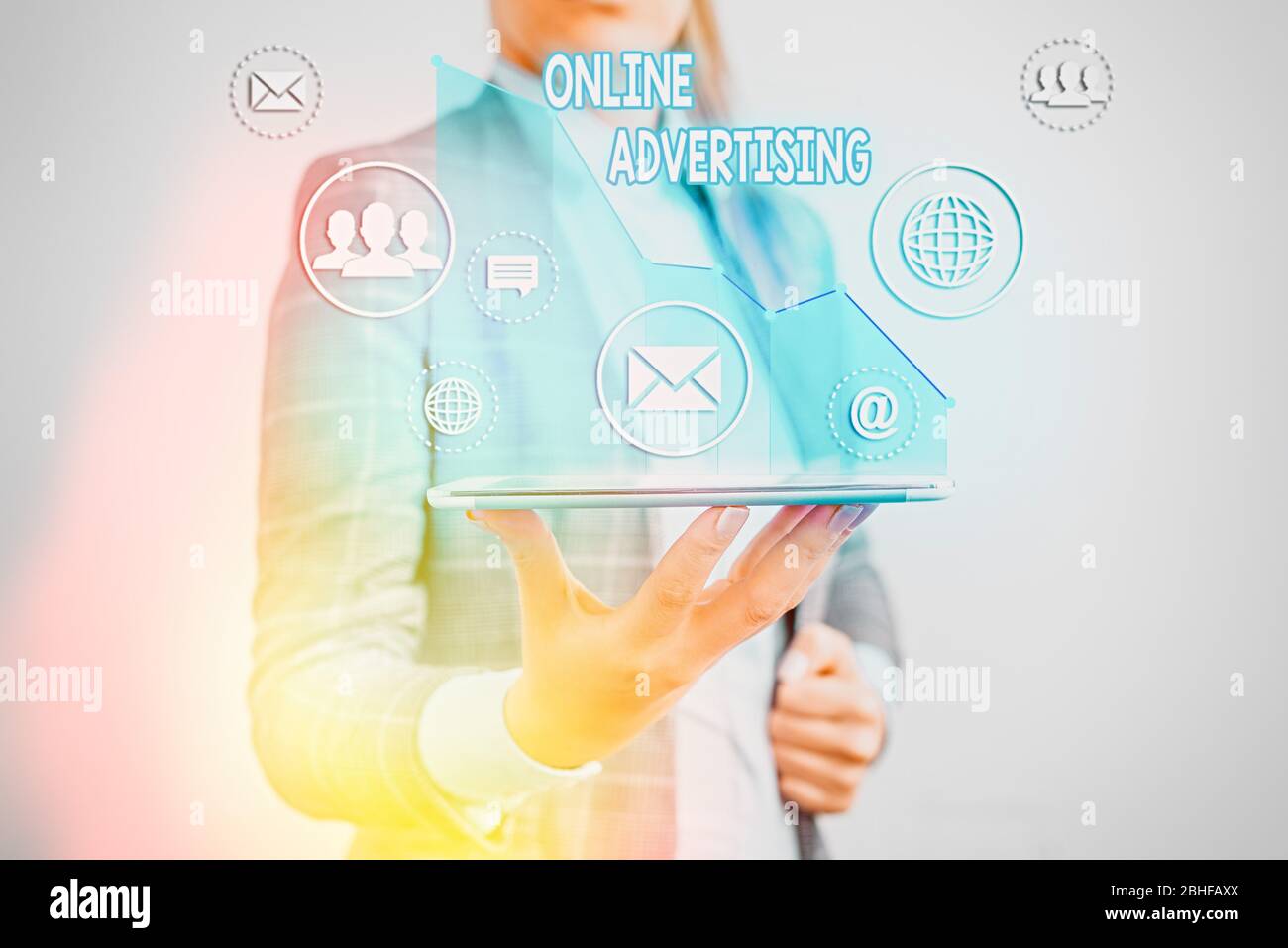 Writing note showing Online Advertising. Business concept for Internet ...