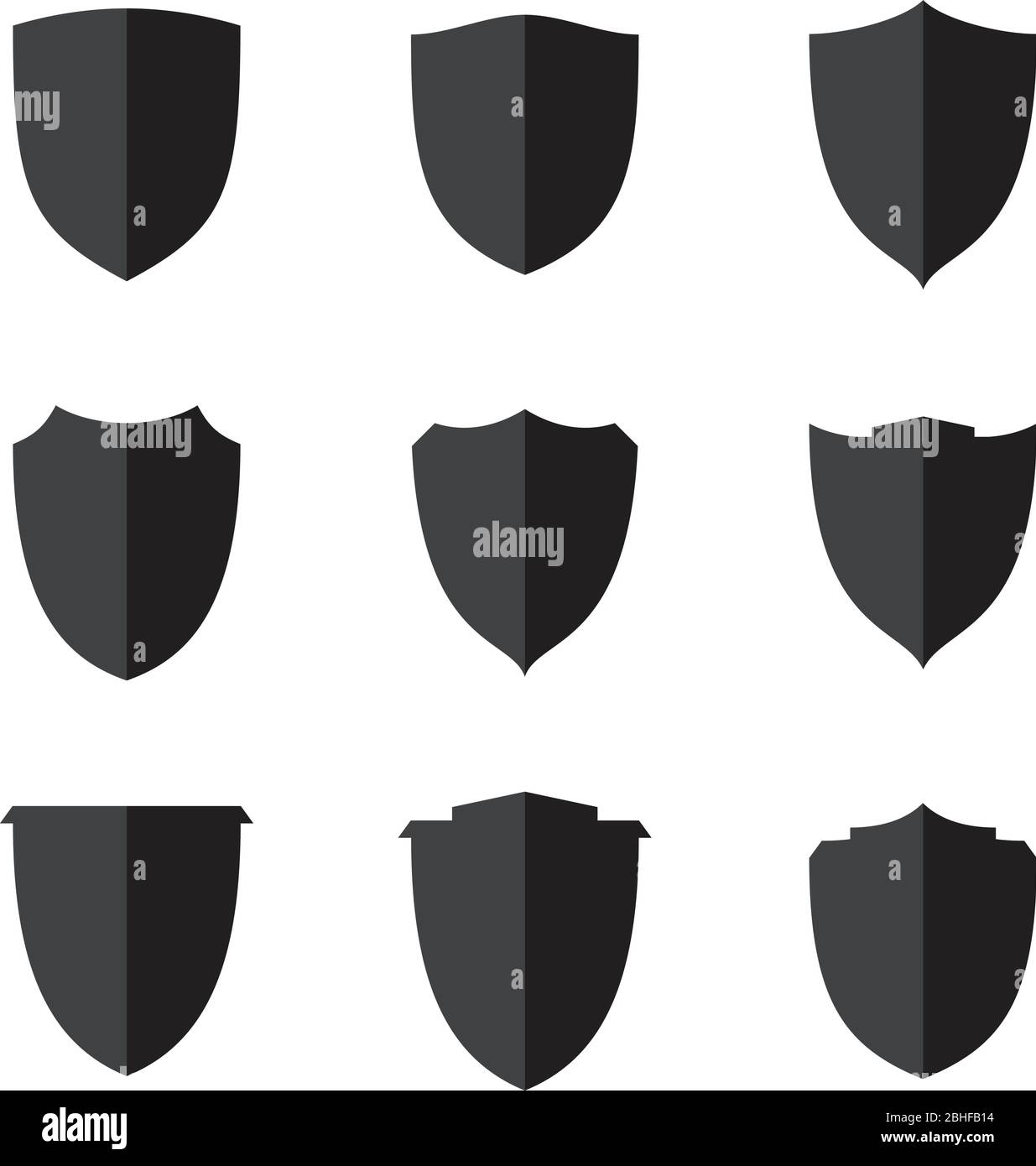 Set flat shield icon for web, Simple flat symbols, guard pictograms ...