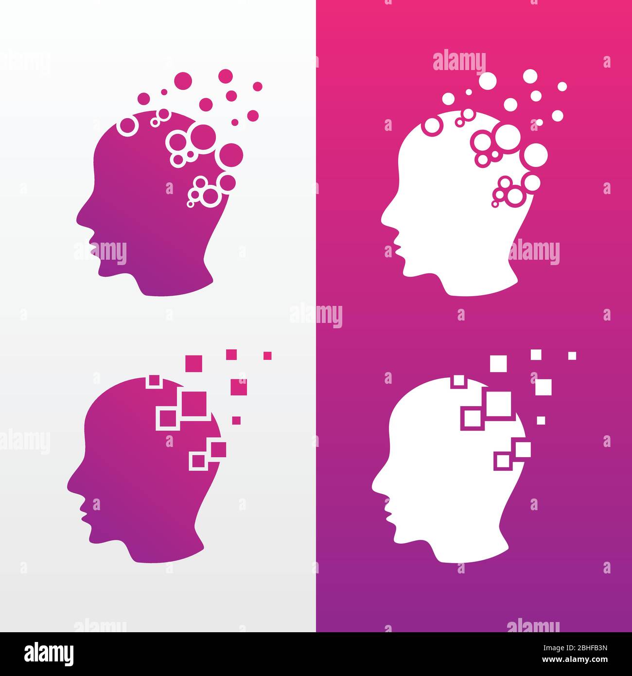 Vector head technology design icons with variation color. Man head ...