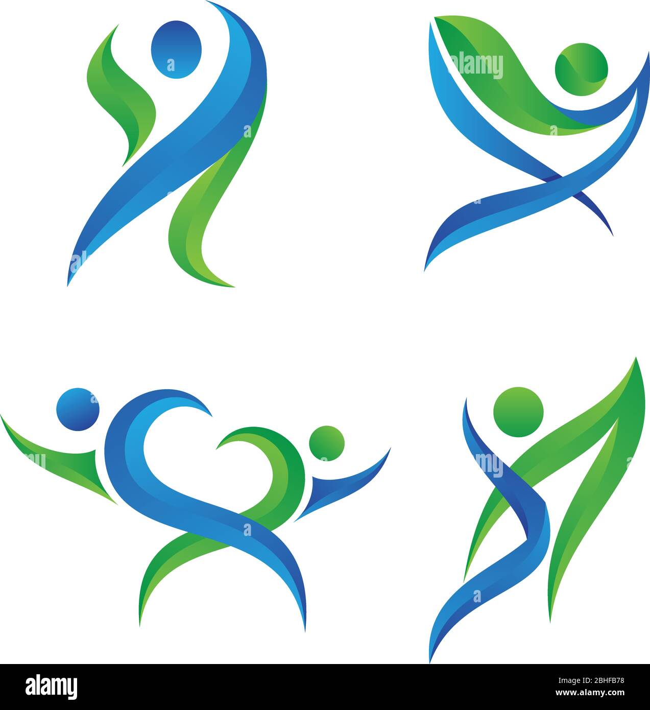 Vector 2D Abstract people icon symbol with color blue and green. People ...