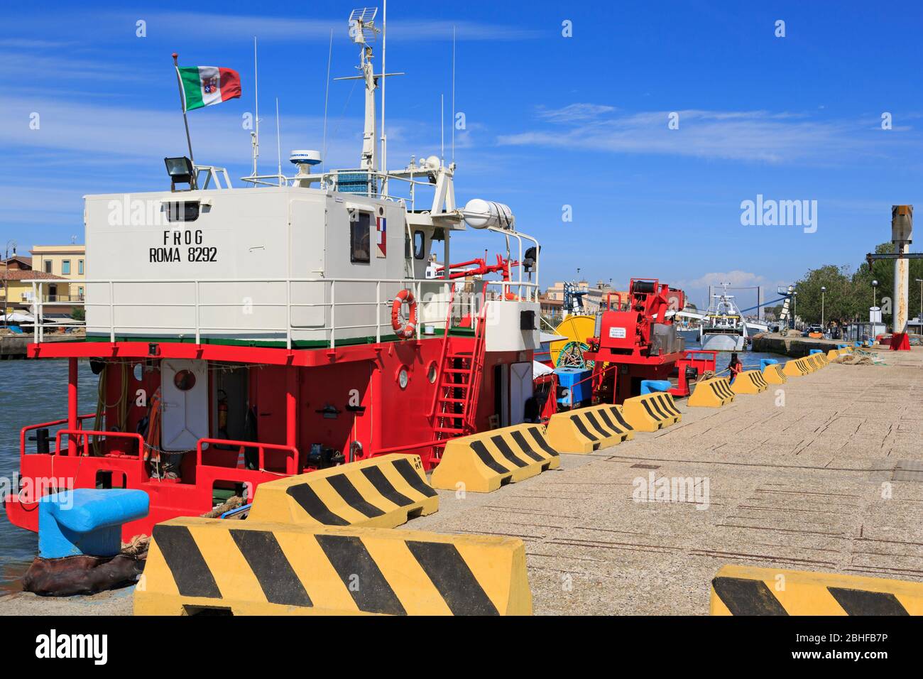 Anti-Pollution Ship, Port of Fiumicino, Rome, Italy, Europe Stock Photo ...