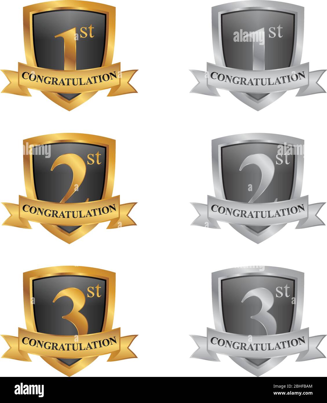 Set shield 3D Illustrated design congratulation for the winner element ...