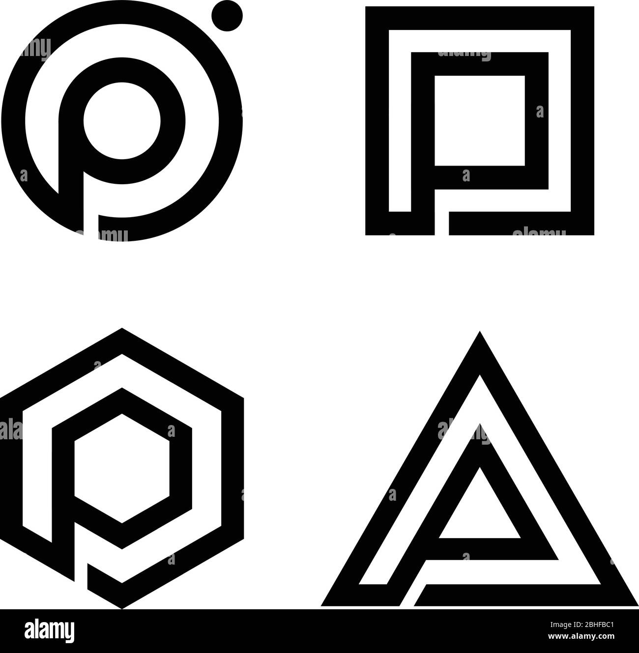 Set flat letter P symbol for your best business symbol. Simple P letter ...