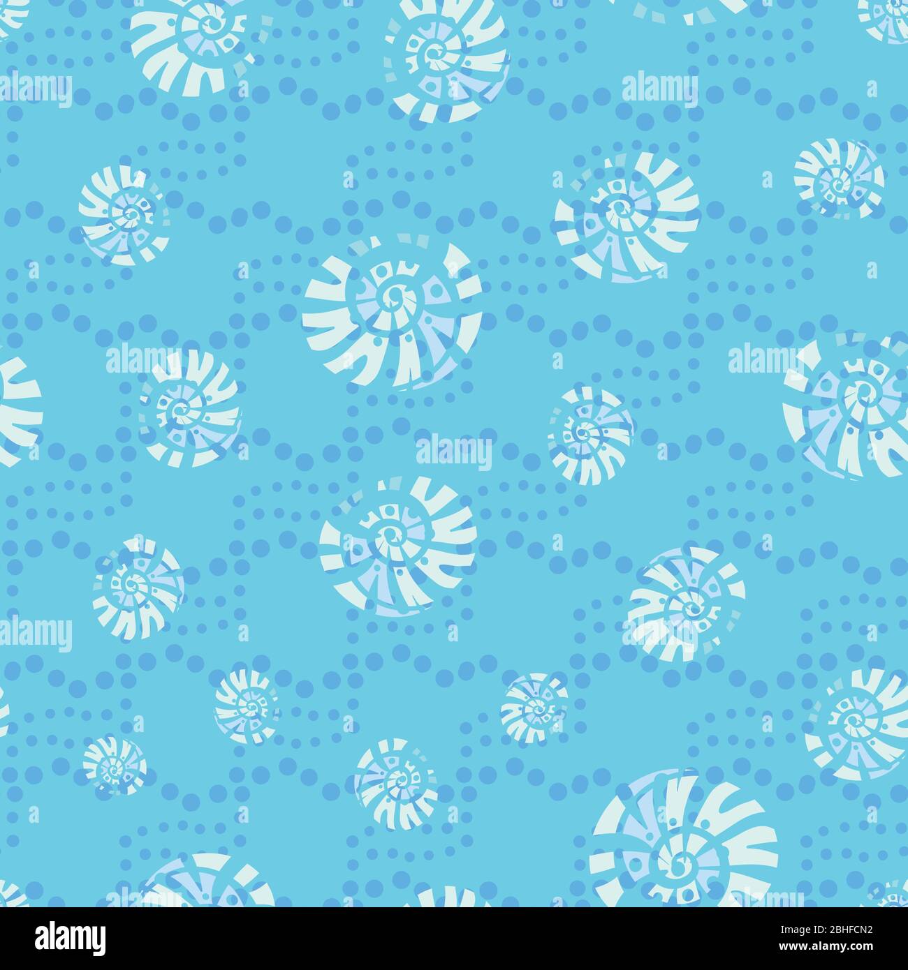 snail shells in blue water seamless vector pattern Stock Vector Image ...