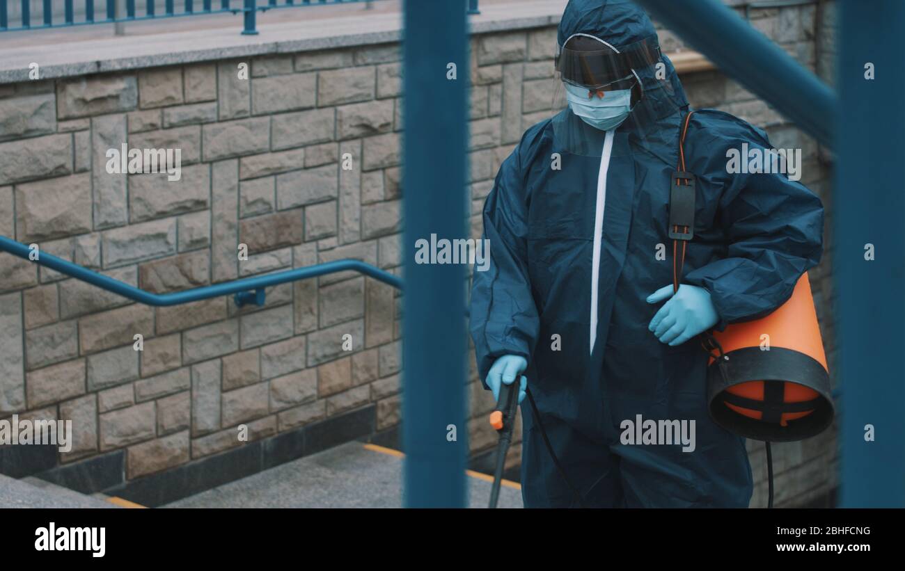 Portrait of an african man wearing NBC personal protective equipment ...