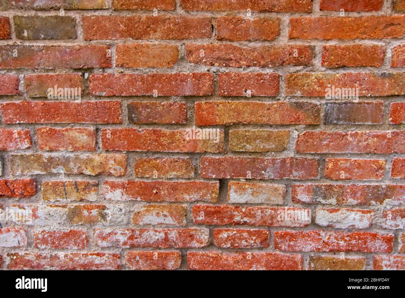 Red brick pattern. Old brick wall with cracks and scratches. Horizontal ...