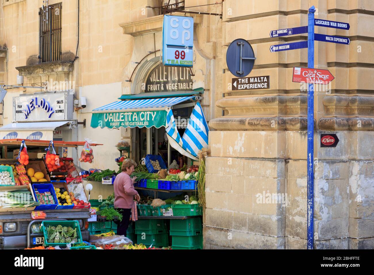 Fruit vendor, Merchant's Street, Valletta, Malta, Europe Stock Photo ...