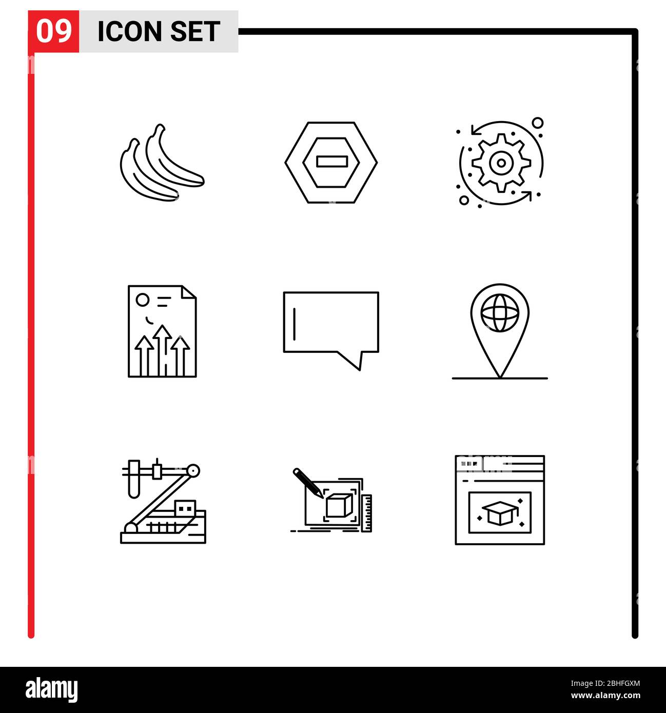 9 Thematic Vector Outlines and Editable Symbols of chat, report ...