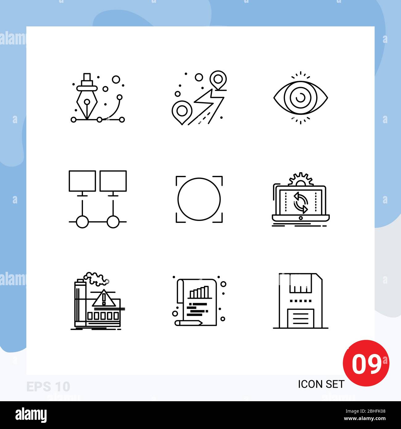 Group of 9 Outlines Signs and Symbols for omni, network, road, internet ...