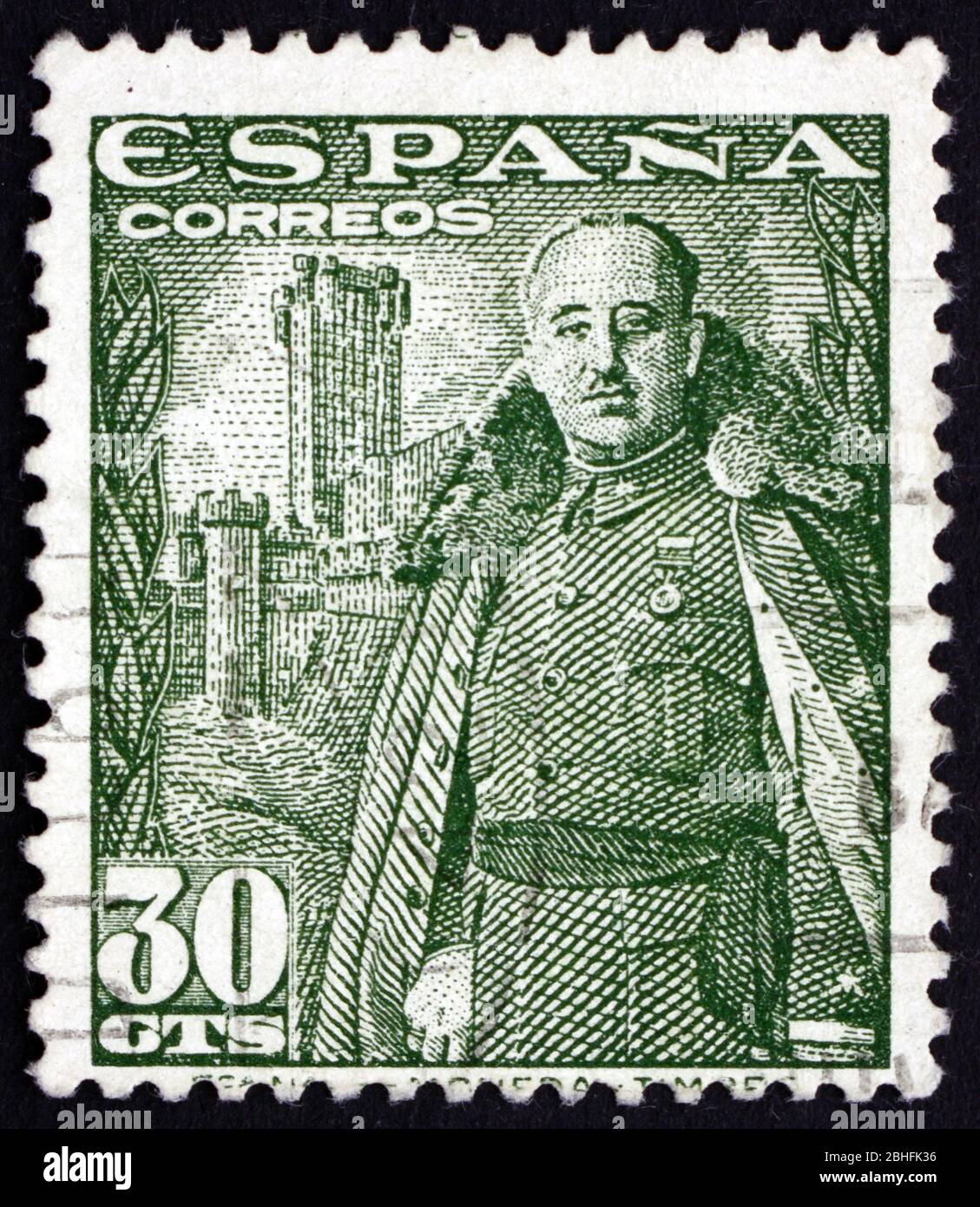 SPAIN - CIRCA 1954: a stamp printed in the Spain shows General Franco ...