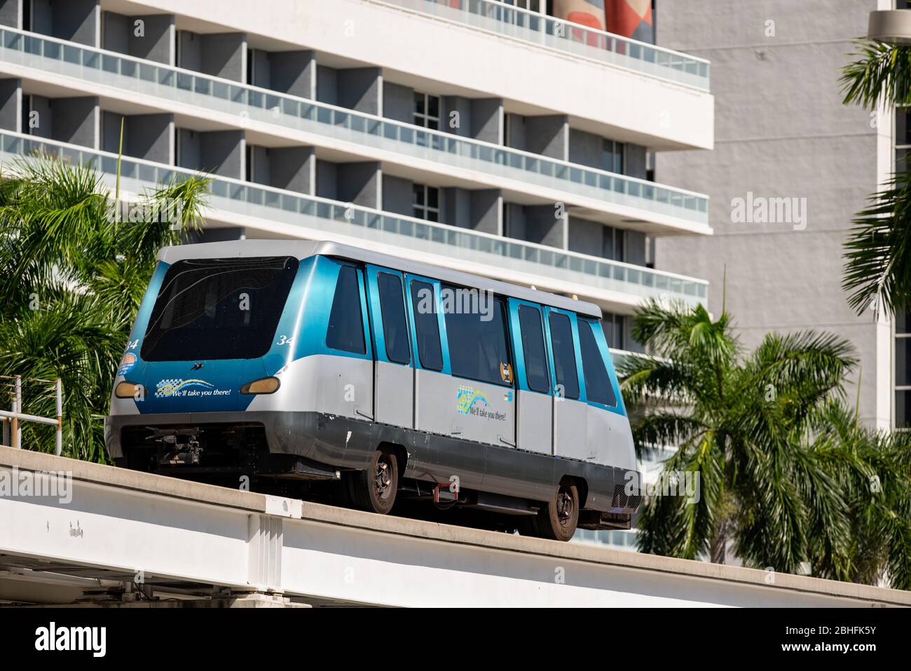 Miami Metrorail tram shot with telephoto lens Stock Photo - Alamy