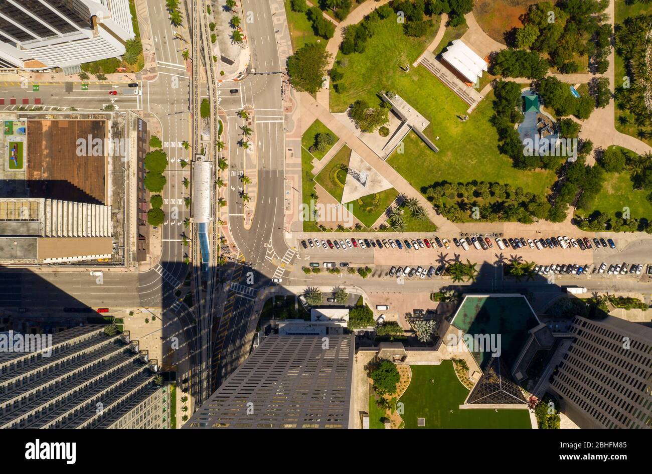 Aerial direct overhead photo Downtown Miami FL Stock Photo - Alamy