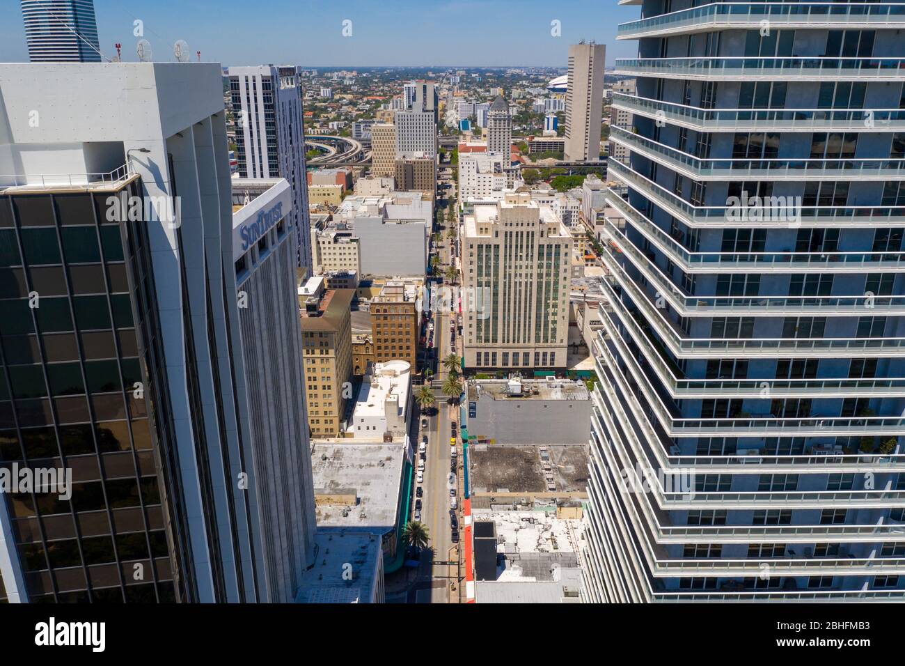 Aerial drone between buildings hi-res stock photography and images - Alamy