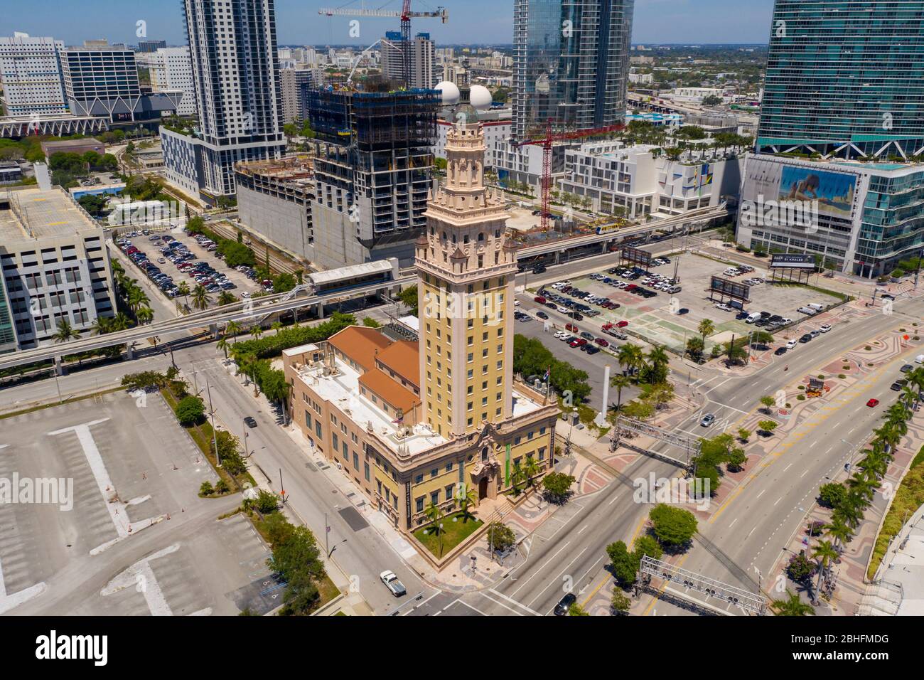 Miami Freedom Tower aerial drone photo Stock Photo - Alamy