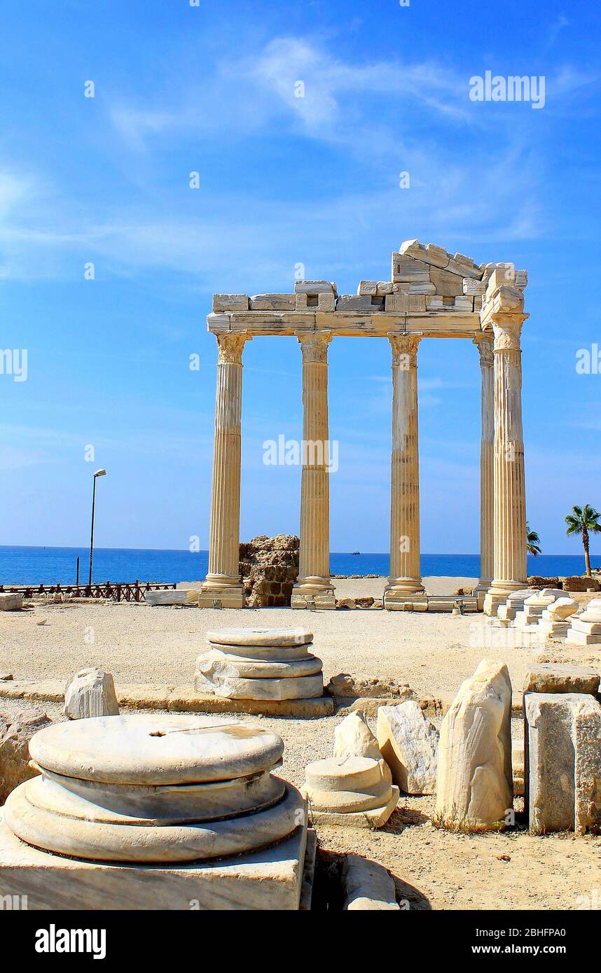 The ruins of the Temples of Apollo and Athens in Side. The second ...