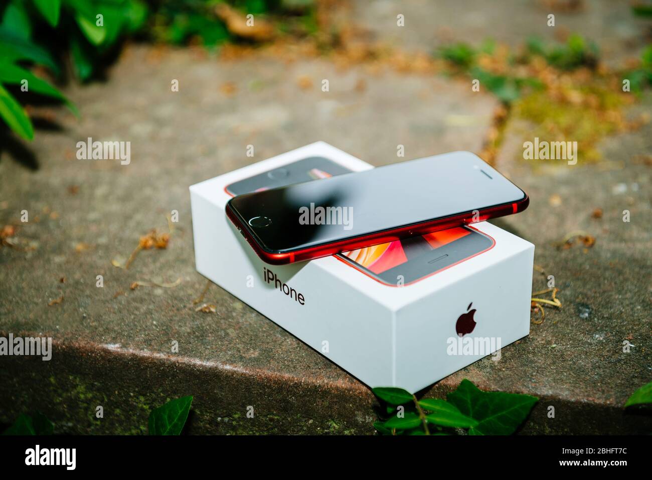 Paris, France - Apr 24, 2020: Cardboard box unboxing of the new budget ...