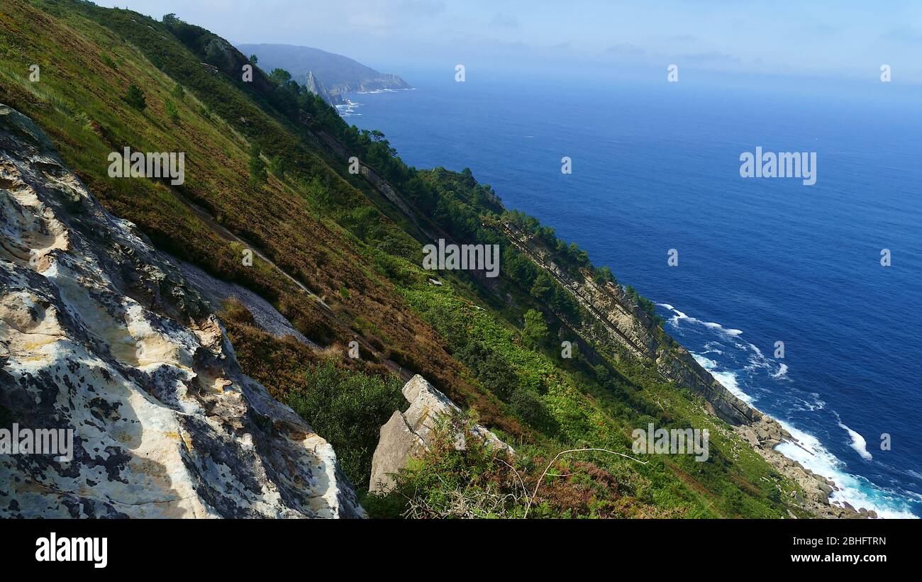 Cantabrian Sea coast in the Basque Country. Cliff of Mount Jaizkibel ...