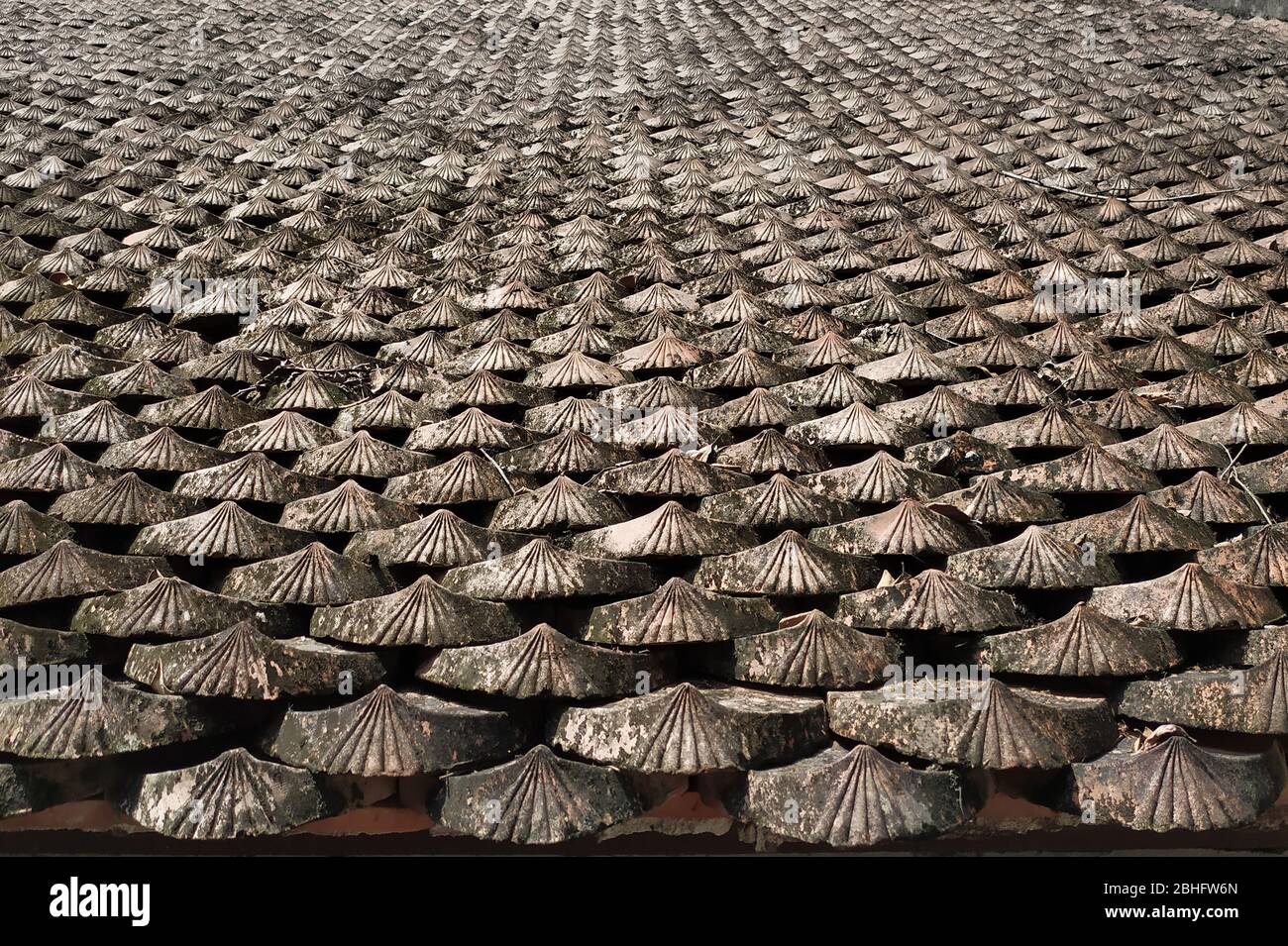 traditional vietnamese roof tiles. Lots of ceramic shapes with an Asian ...