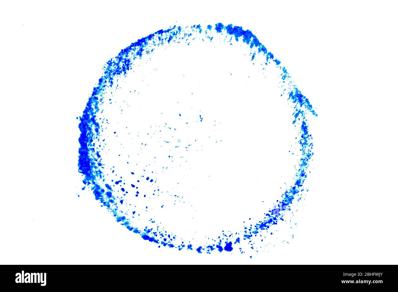 Blue color ink in round shape textured background as stamp or frame ...