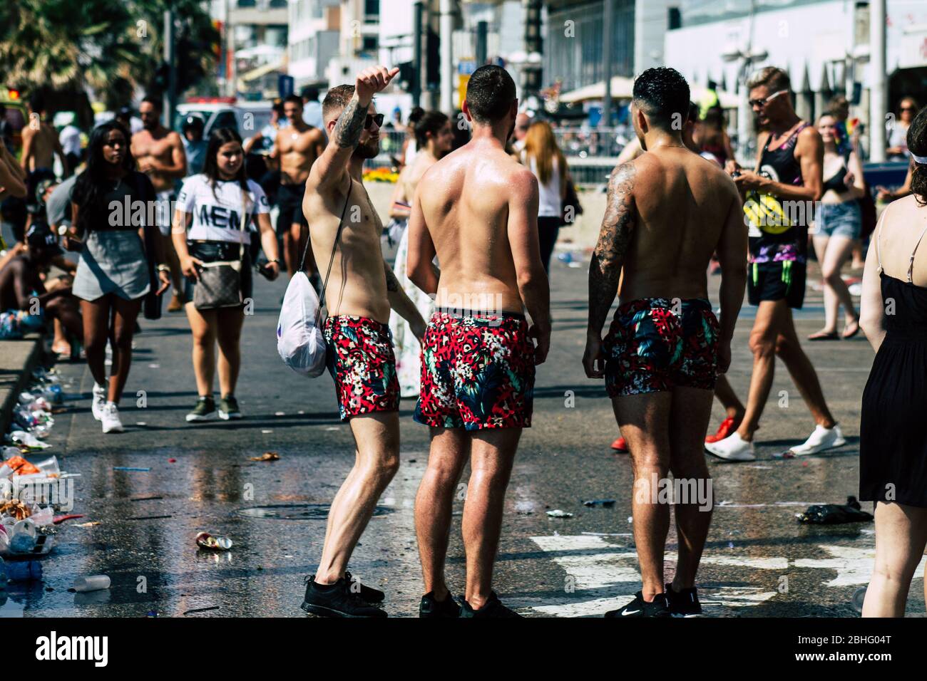 Tel Aviv Israel June 14, 2019 View of unknown Israeli people ...