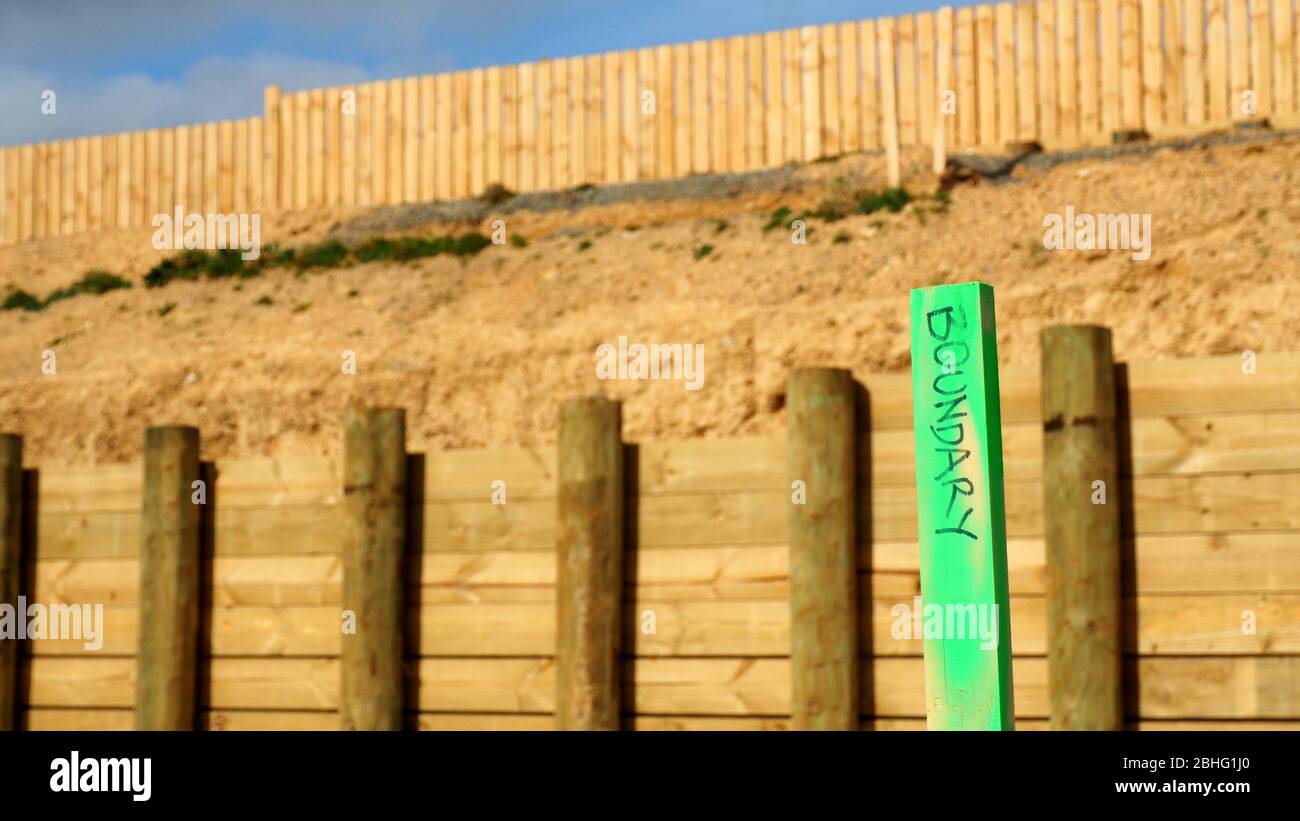 Fences and a boundary marker in a new housing subdivision in Wellington ...