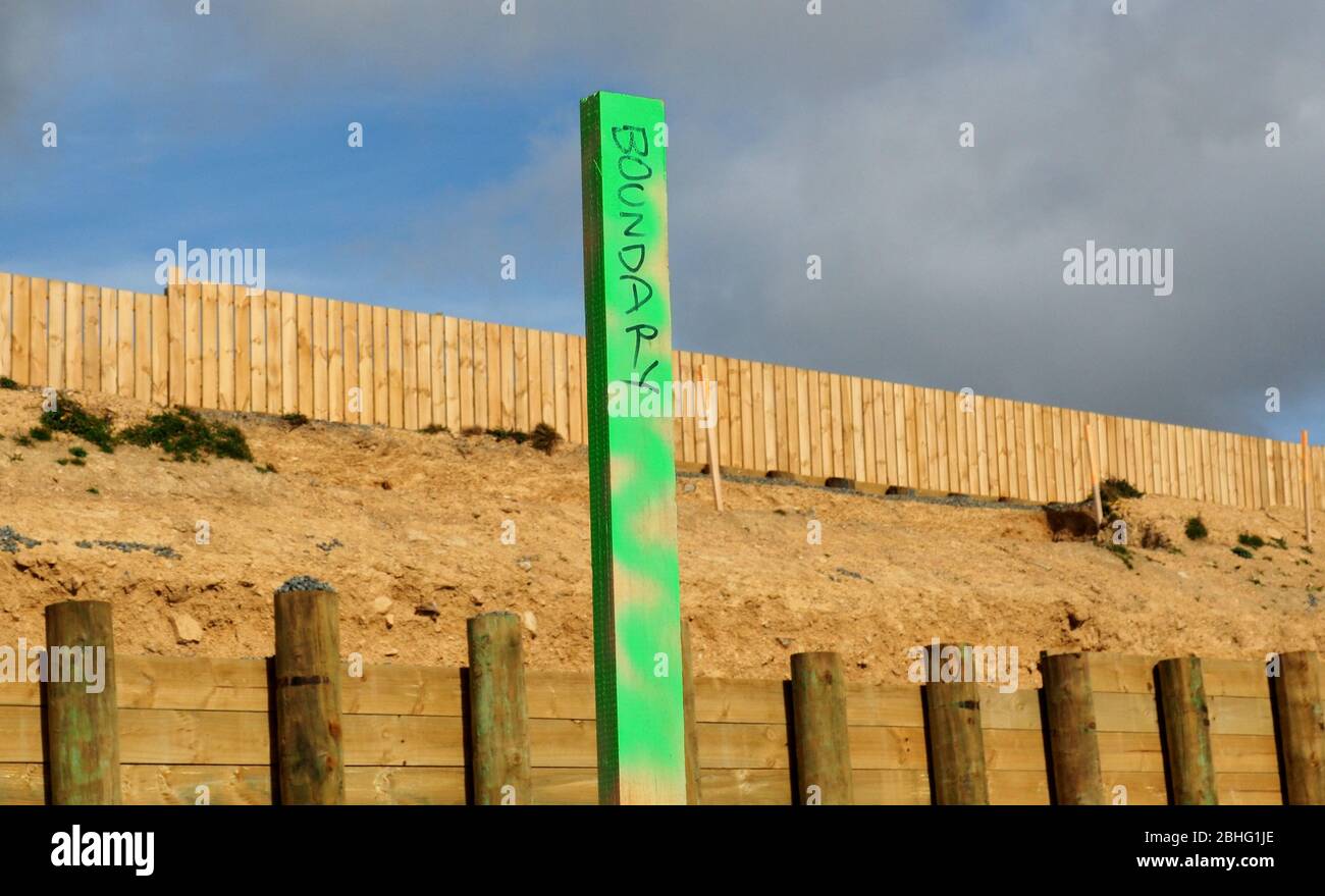 Fences and a boundary marker in a new housing subdivision in Wellington ...