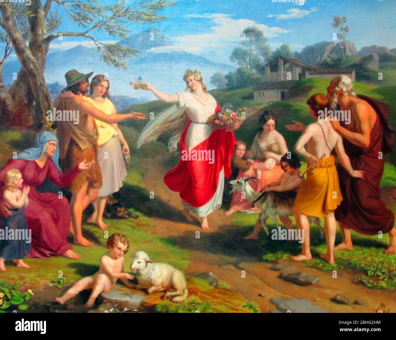 Allegory of spring - Alexander Bruckmann, 1842 Stock Photo - Alamy
