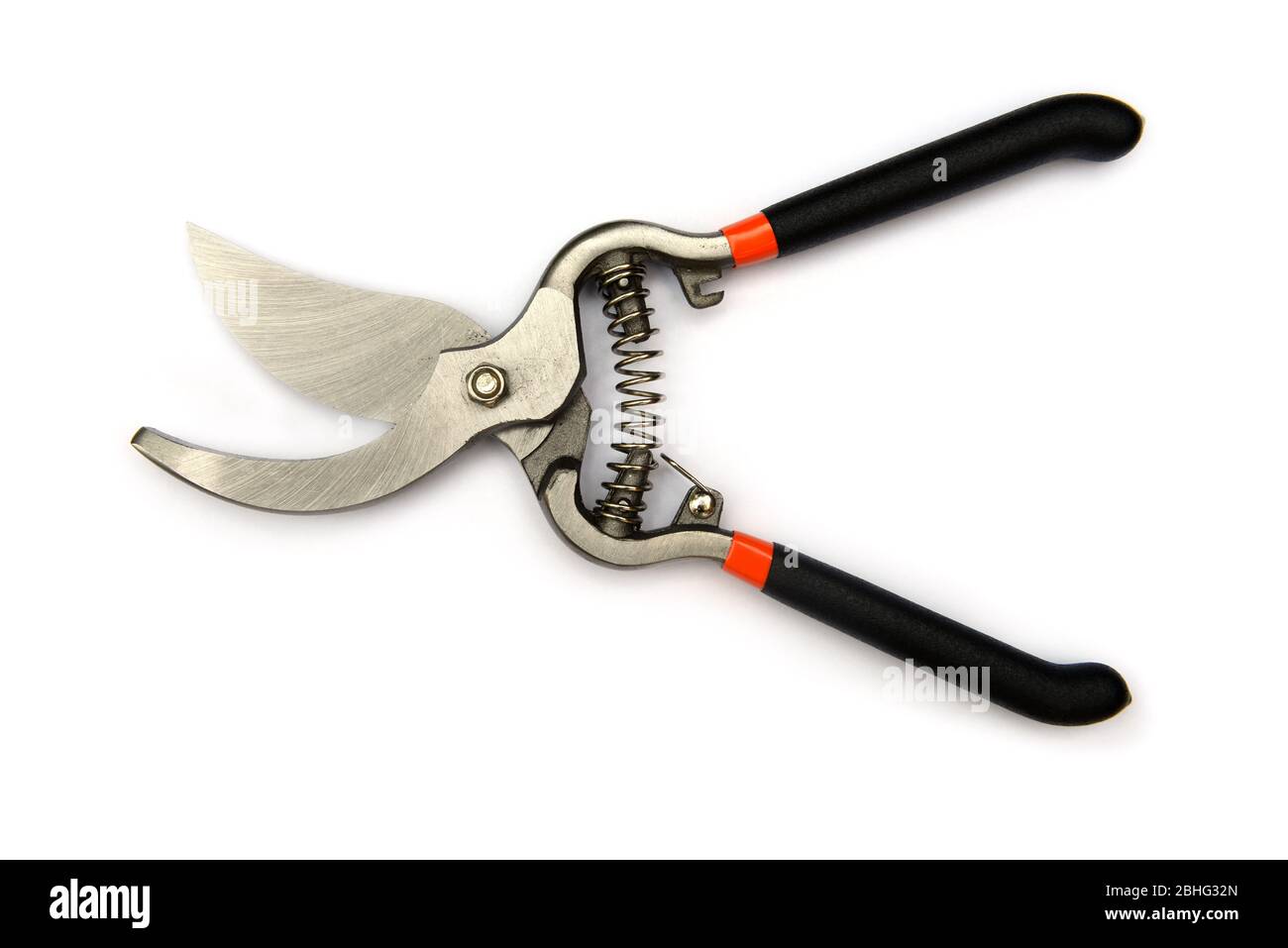 Black garden secateurs isolated on a white background Stock Photo - Alamy