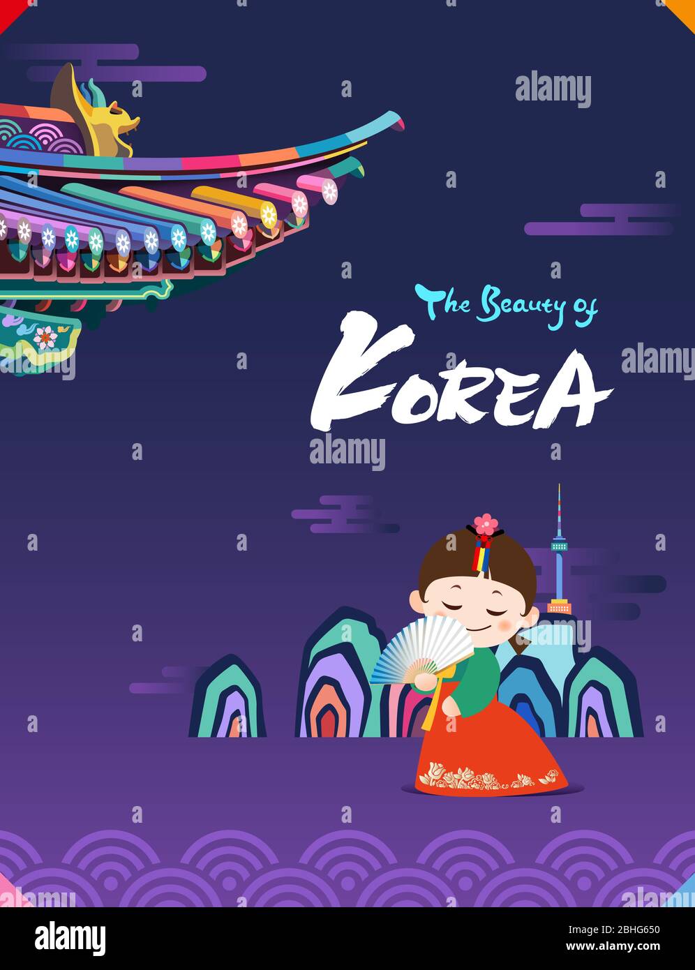 The Beauty of Korea. Hanbok children characters under Korean ...